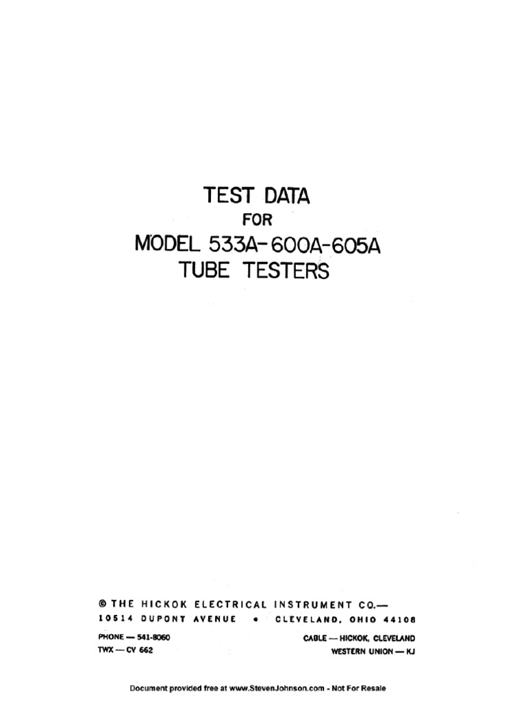 Hickok 533a 600a 605a Data | PDF