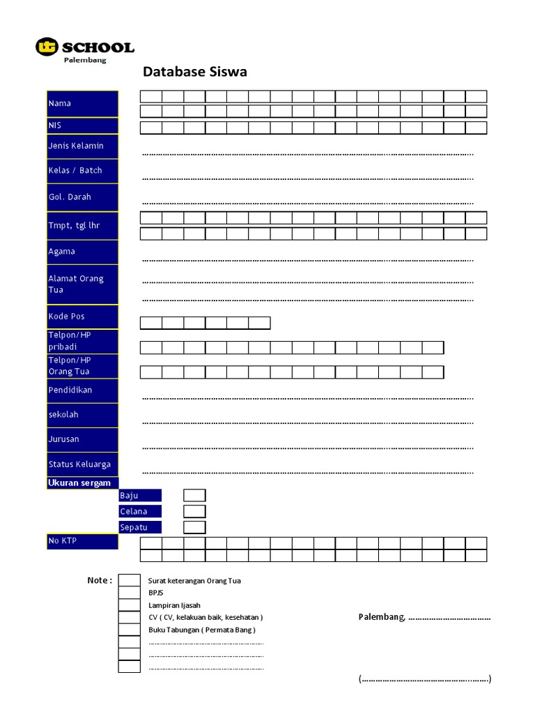 Database Siswa: Nama NIS Jenis Kelamin Kelas / Batch | PDF