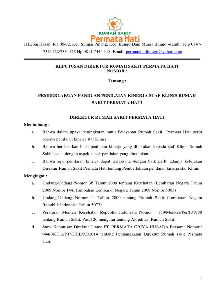 Panduan Penilaian Kinerja Staf Klinis Benar | PDF