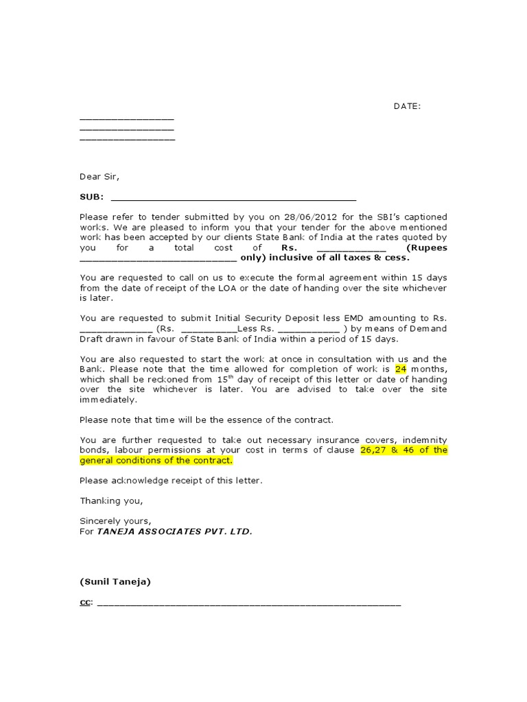 Letter of Award | PDF