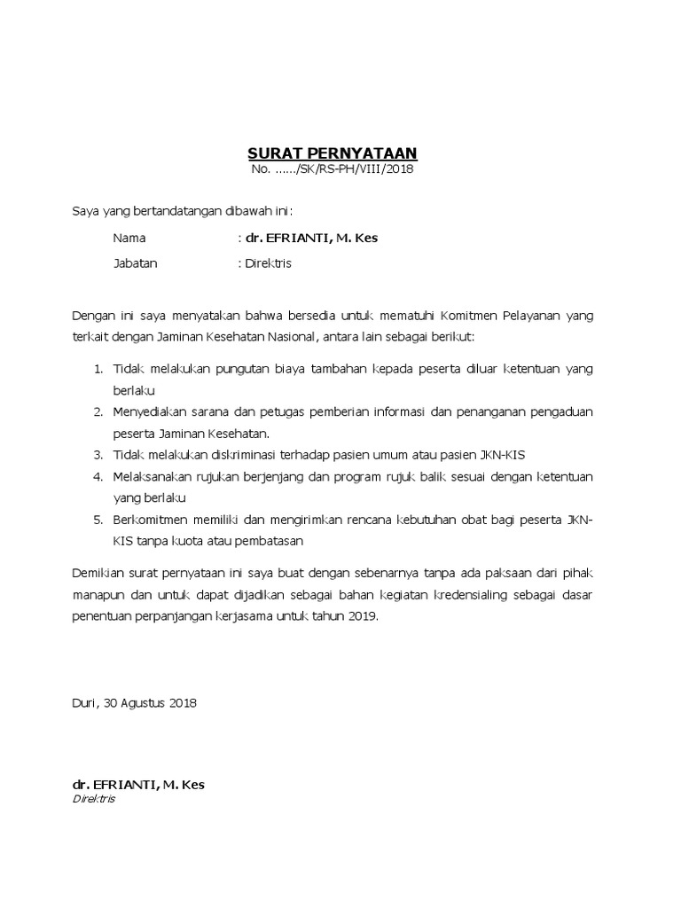 Surat Pernyataan Komitmen | PDF