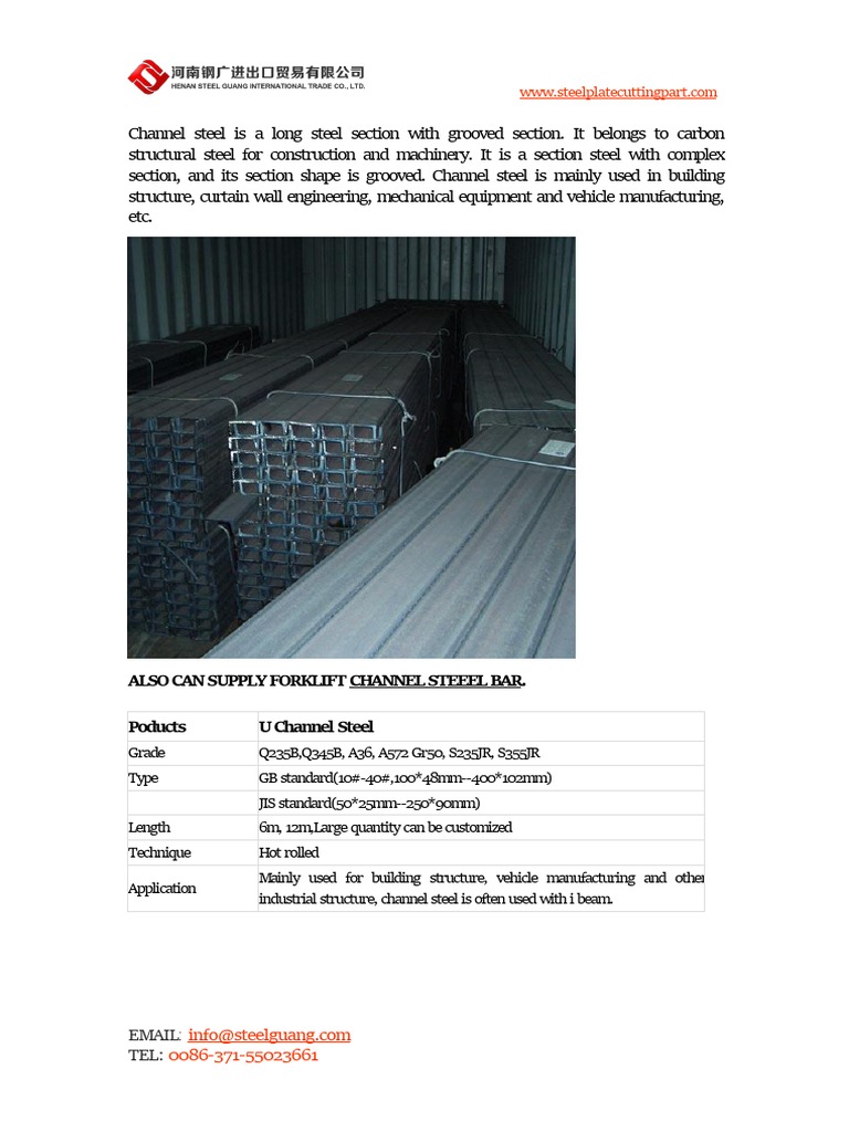 Also Can Supply Forklift Channel Steeel Bar. Poducts U Channel Steel ...