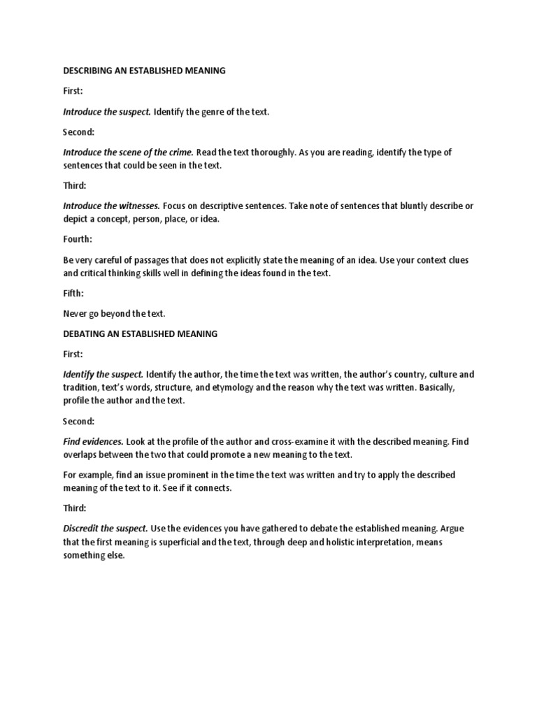 Describing An Established Meaning | PDF