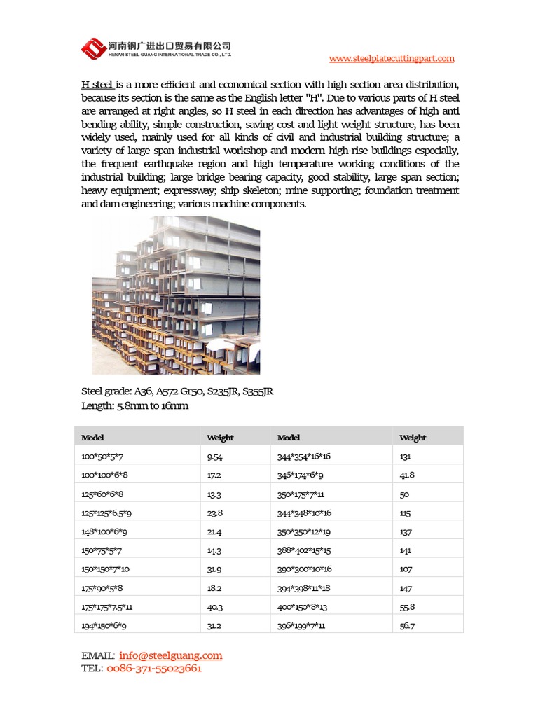 H Beams H Section Steel | PDF | Steel | Beam (Structure)
