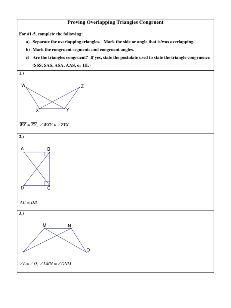 Overlapping Triangles Congruence Proofs | PDF | Teaching Methods ...