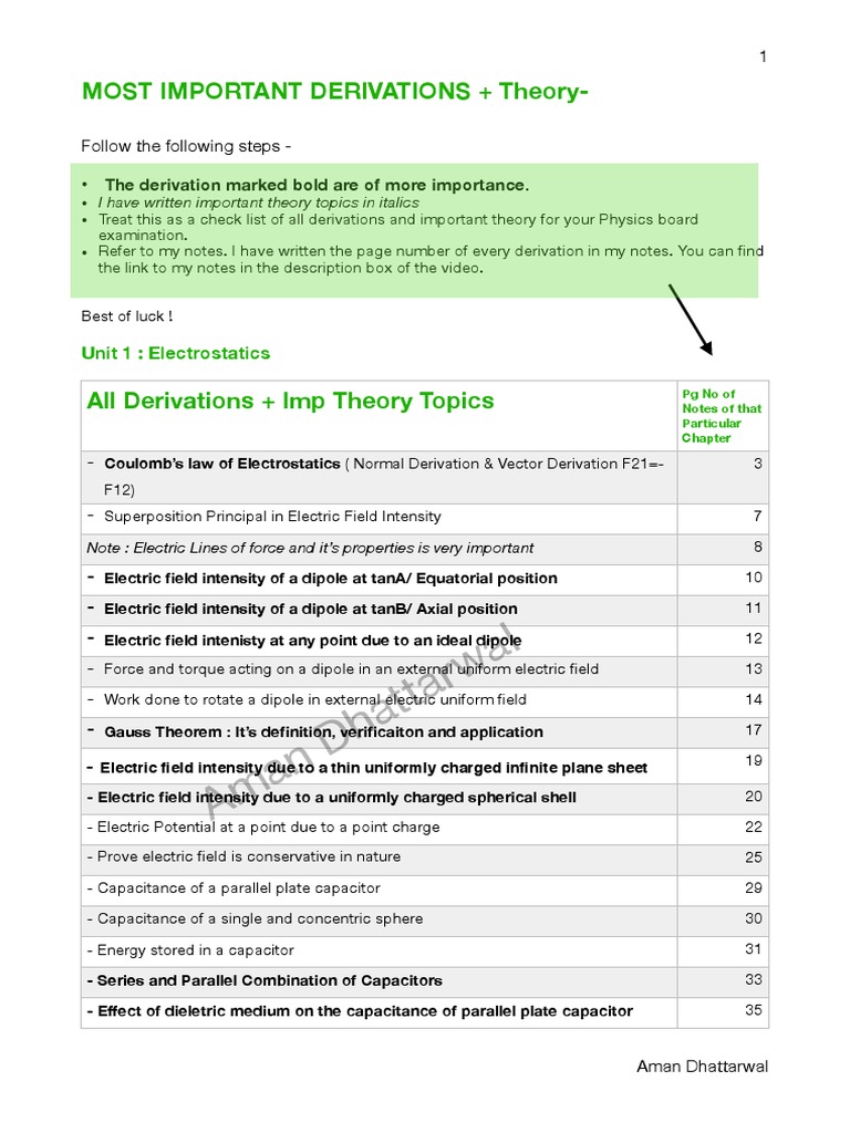 Physics Imp Derivations + Theory | PDF | Magnetic Field | Electric Field