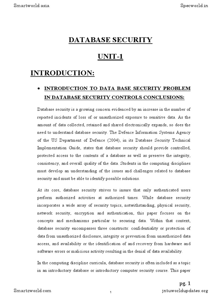 Database Security U1 | PDF | Databases | Encryption