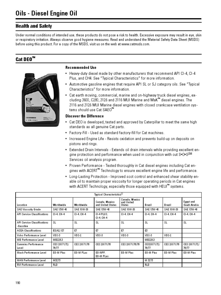 CAT Engine Oils | Download Free PDF | Motor Oil | Engines
