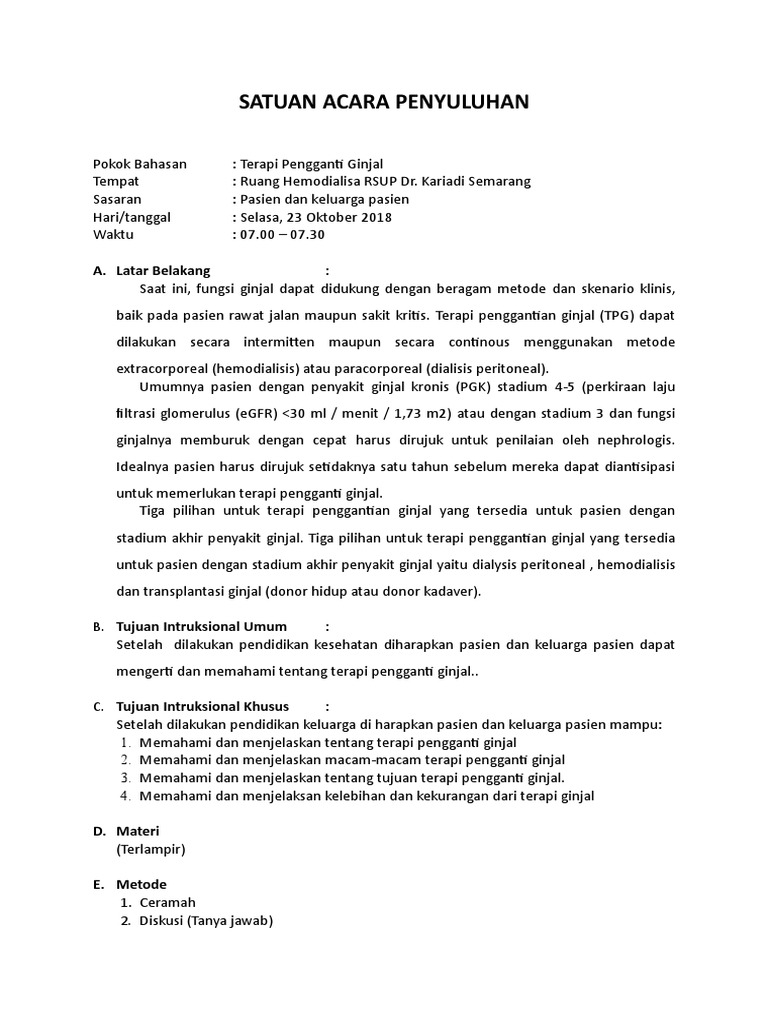 SAP Terapi Pengganti Ginjal Yuli | PDF