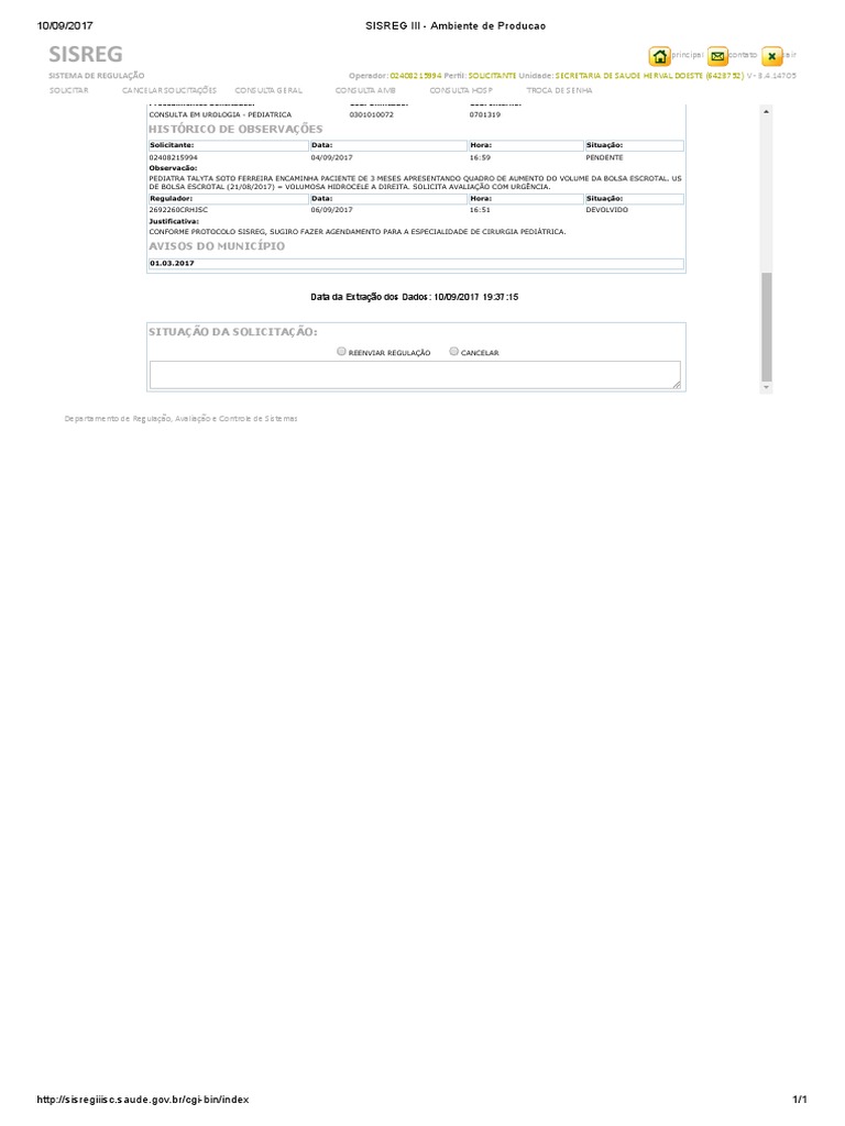 SISREG III: Consulta em Urologia Pediátrica | PDF | Especialidades ...