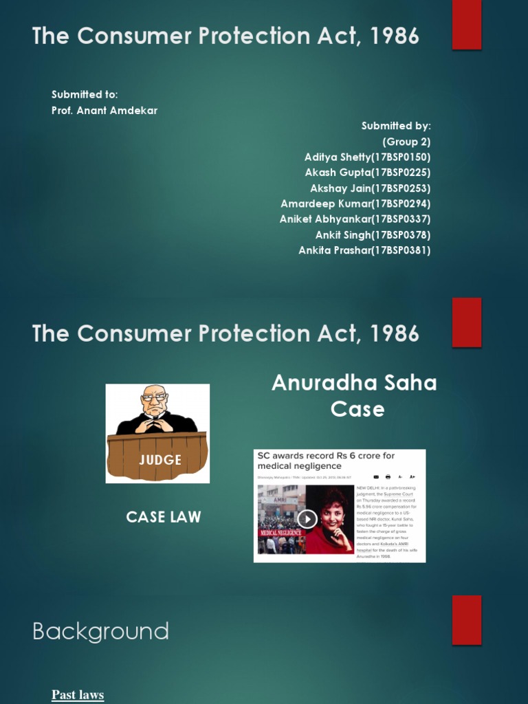 Overview of Consumer Protection Act 1986 | PDF | Consumer Protection ...