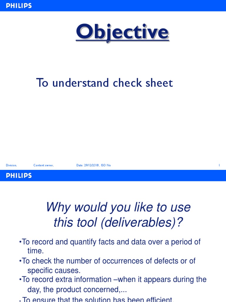 Objective: To Understand Check Sheet | Download Free PDF | Information ...