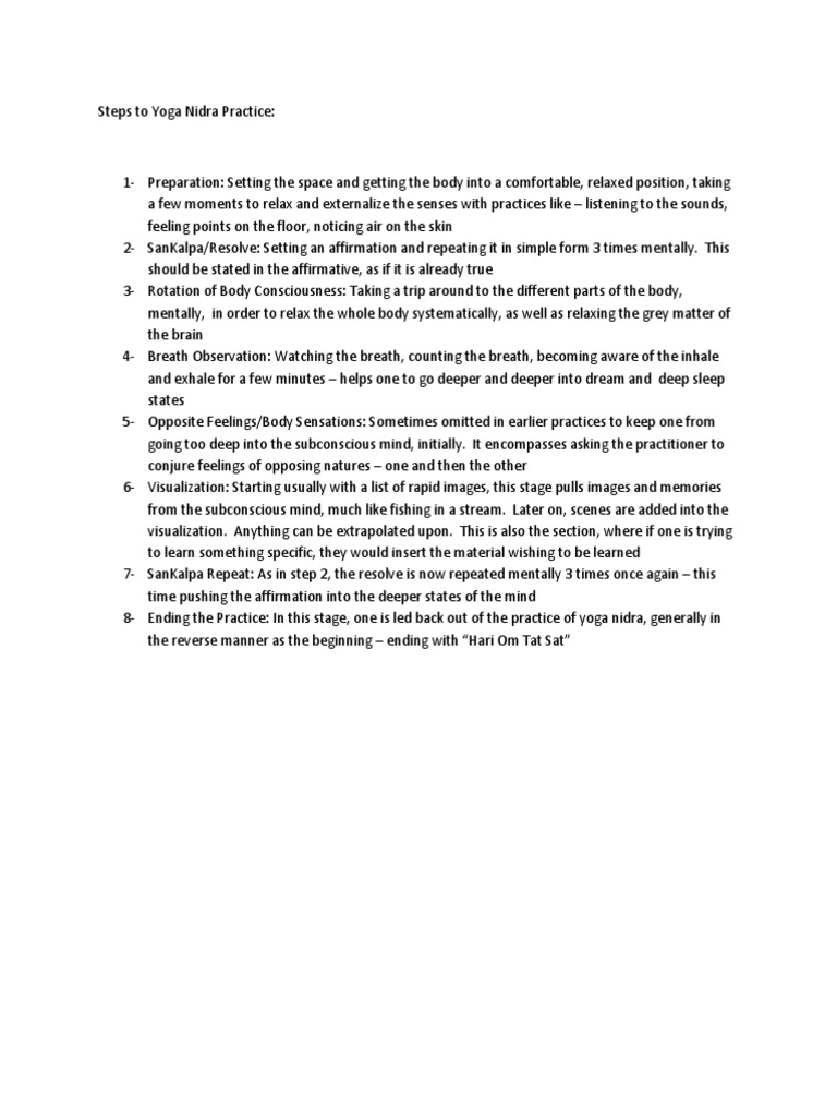 Yoga Nidra Practice Steps Guide | PDF