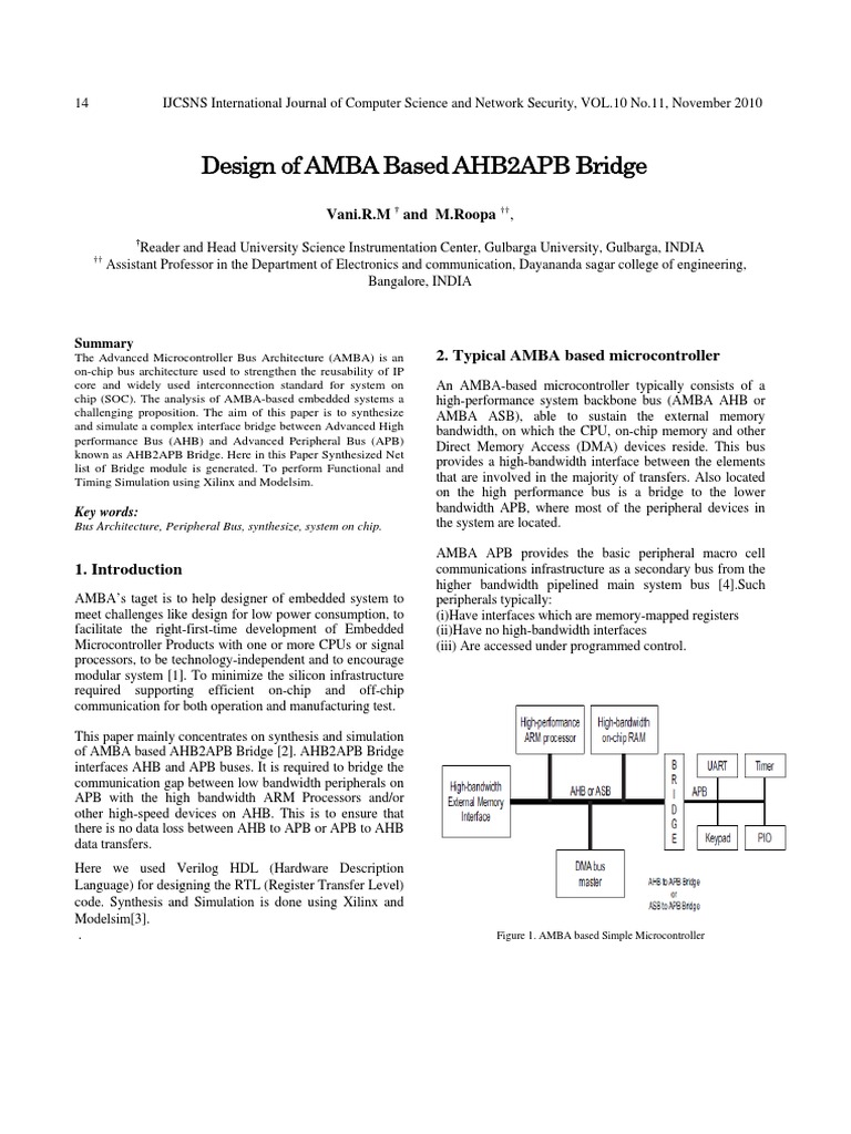 Design of AMBA Based AHB2APB Bridge | PDF | System On A Chip | Computer Engineering