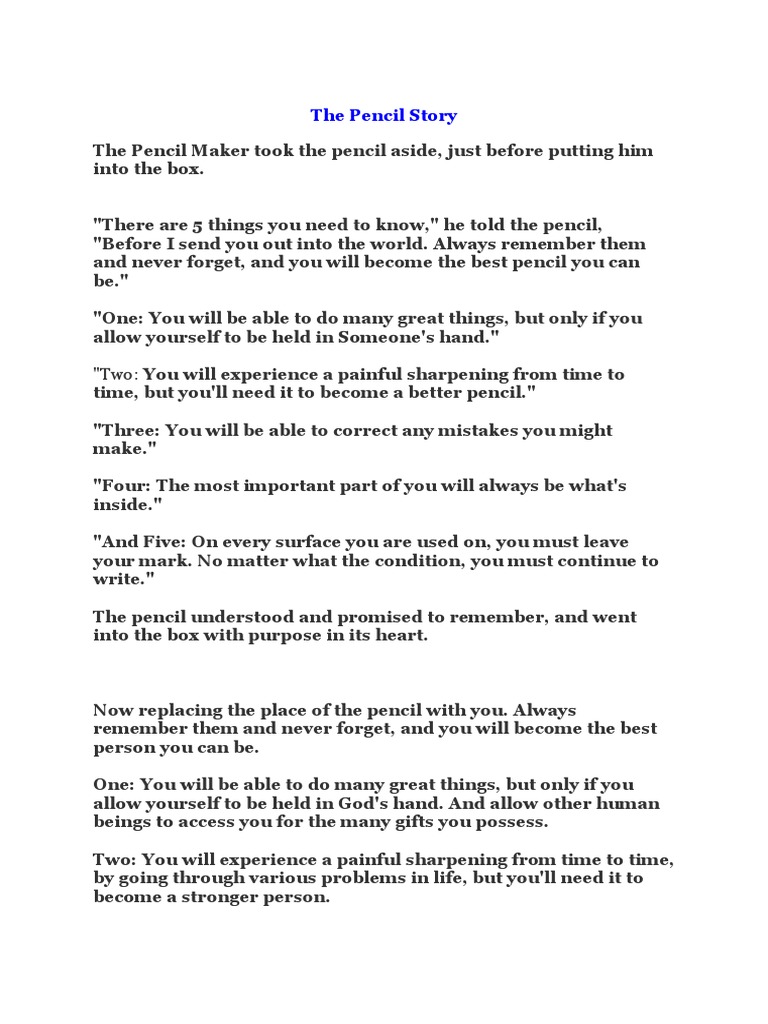 The Pencil Story | PDF | Religious Behaviour And Experience