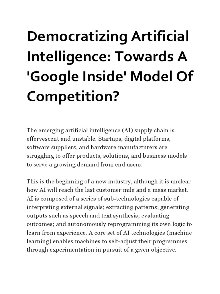 Democratizing AI: The Cloud Revolution | PDF | Artificial Intelligence | Intelligence (AI ...