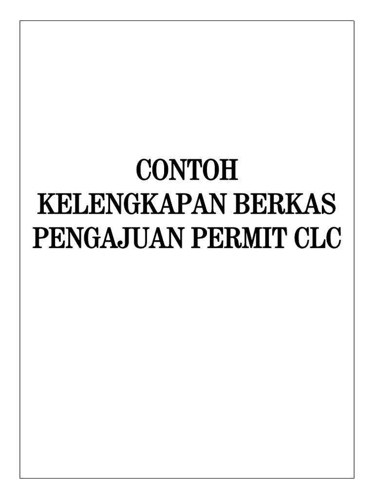 Contoh Berkas Pengajuan Permit CLC PDF | PDF