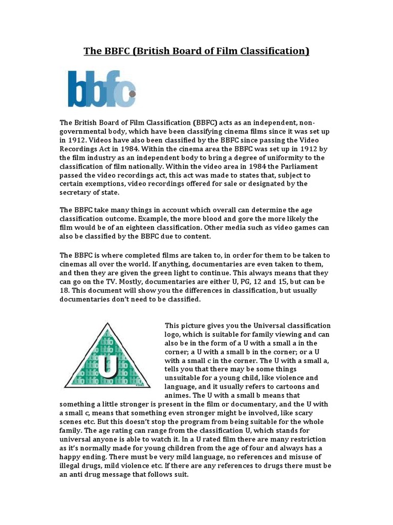 The BBFC (British Board of Film Classification) | PDF