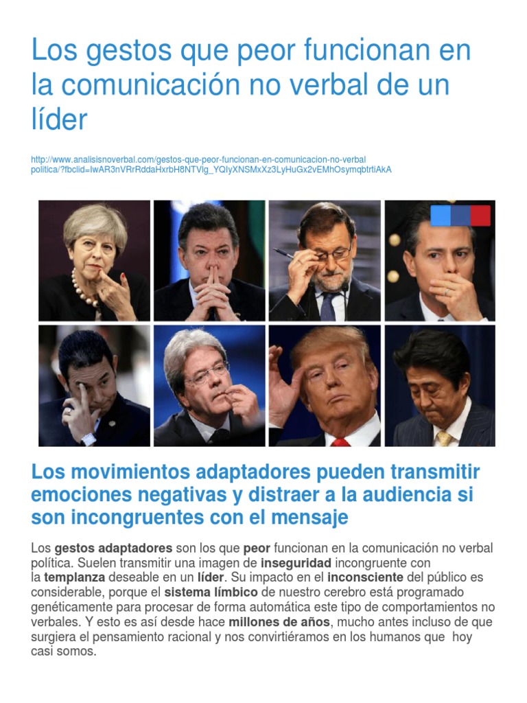 Los Gestos Que Peor Funcionan en La Comunicación No Verbal de Un Líder ... Los Gestos Que Peor Funcionan en La Comunicación No Verbal de Un Líder ...