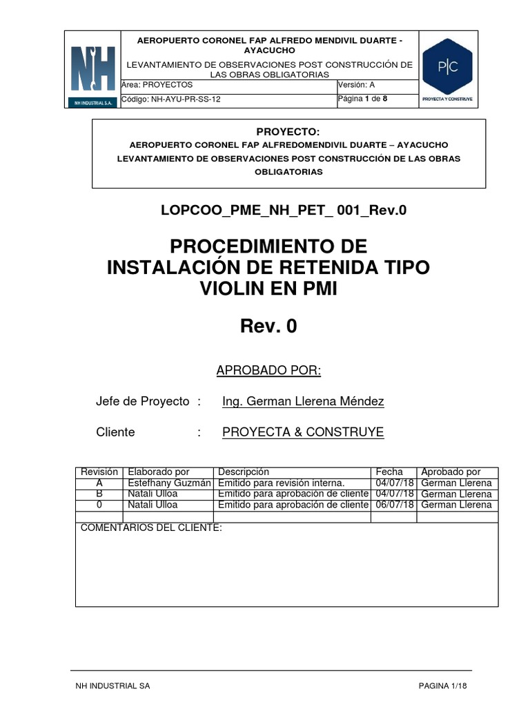 Procedimiento de Instalación de Retenida | PDF