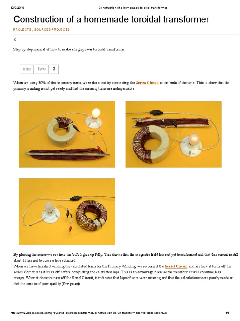 Homemade Toroidal Transformer Guide | PDF | Series And Parallel ...