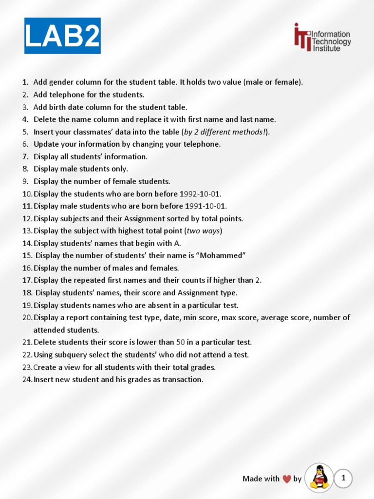Lab 2: Student Table Updates | PDF | Career & Growth