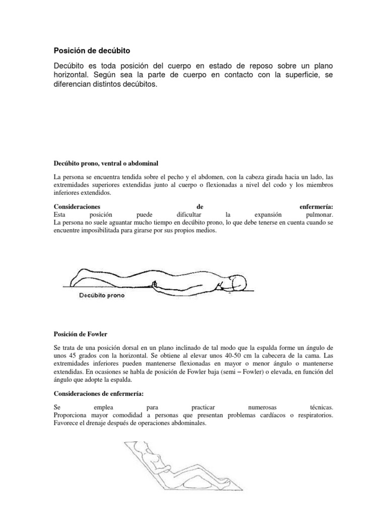 Tipos de Posiciones en Decúbito y Cuidados | PDF | Pierna humana ...