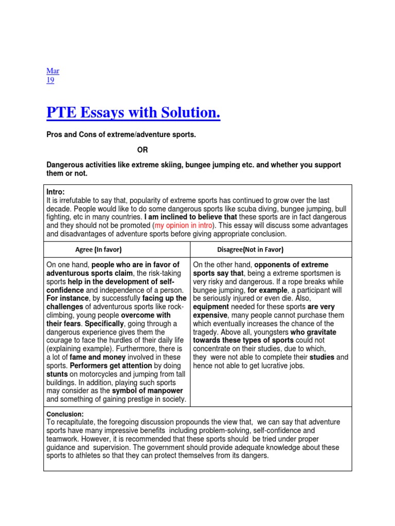 PTE Essays With Solution.: My Opinion in Intro | PDF | Global Warming ...