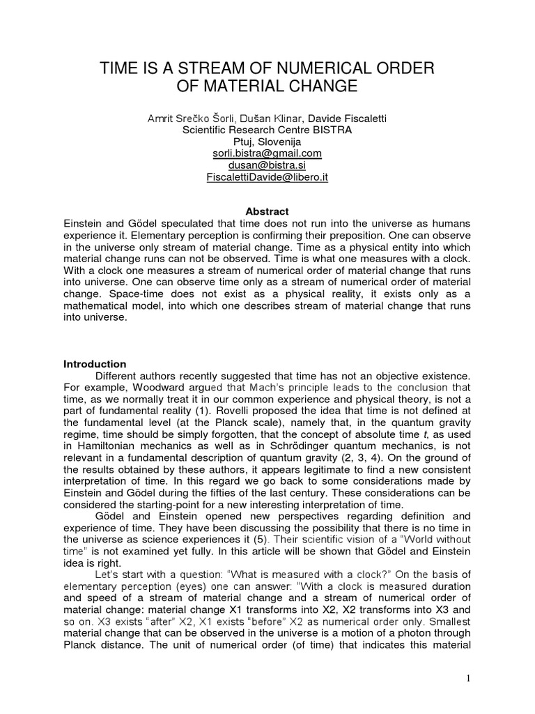 Time Is A Stream of Numerical Order PDF | PDF | Quantum Mechanics | Time
