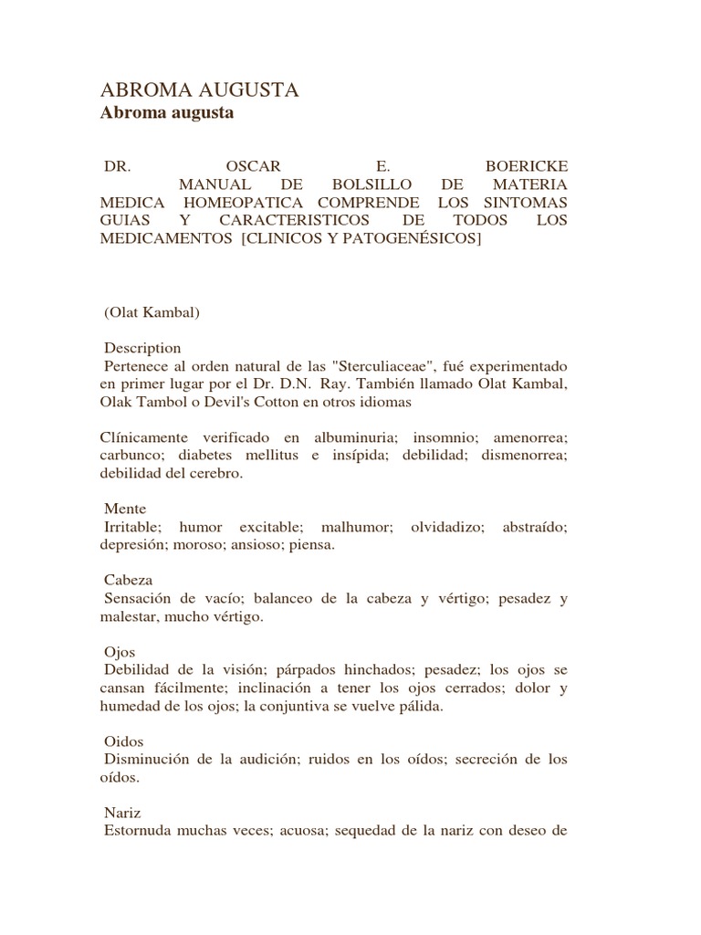 Abroma Augusta | PDF | Heces | Especialidades Medicas