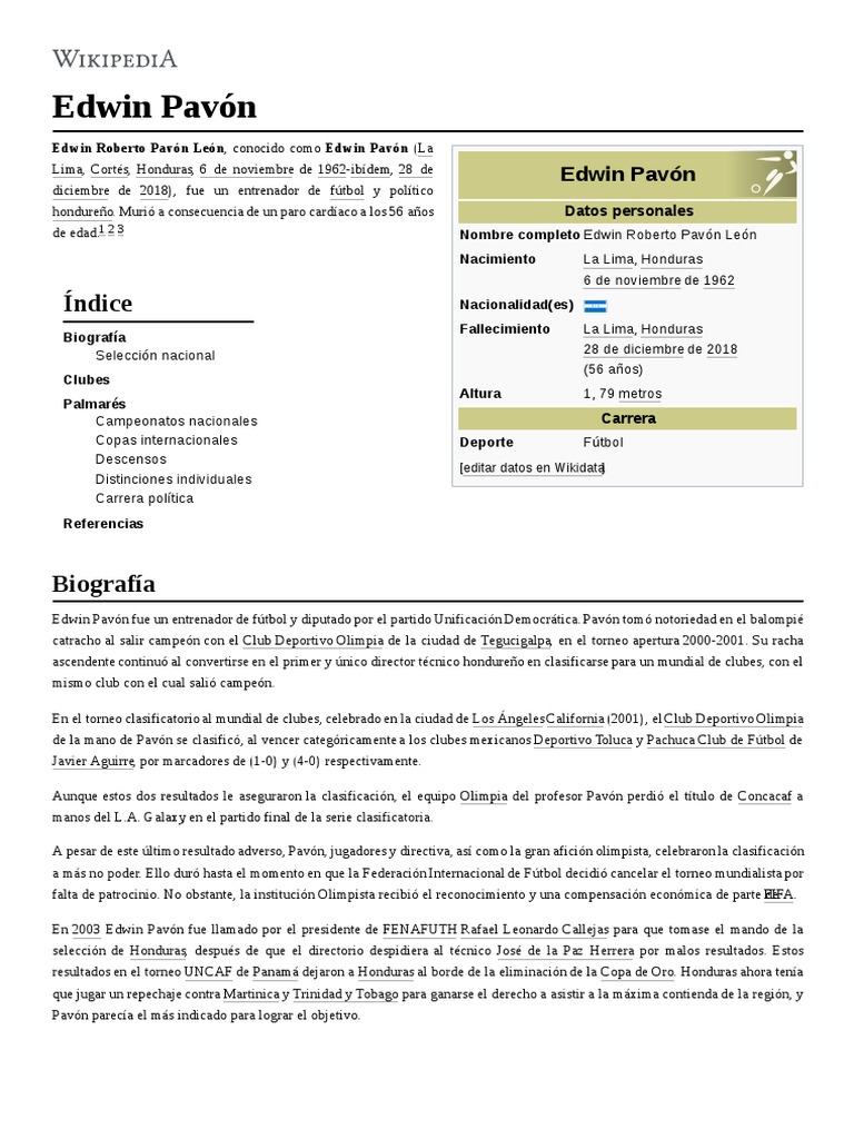Edwin Pavón | PDF | Asociación de clubes de fútbol | Asociación de ...