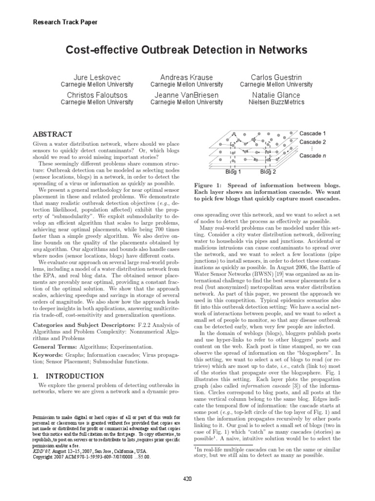 Cost-Effective Outbreak Detection in Networks | PDF | Mathematical Optimization | Algorithms