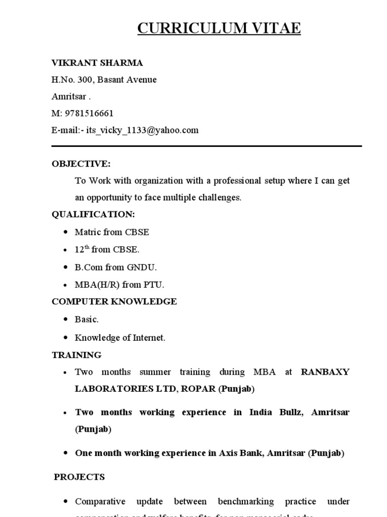 Vikrant Sharma's Professional CV | PDF | Career & Growth