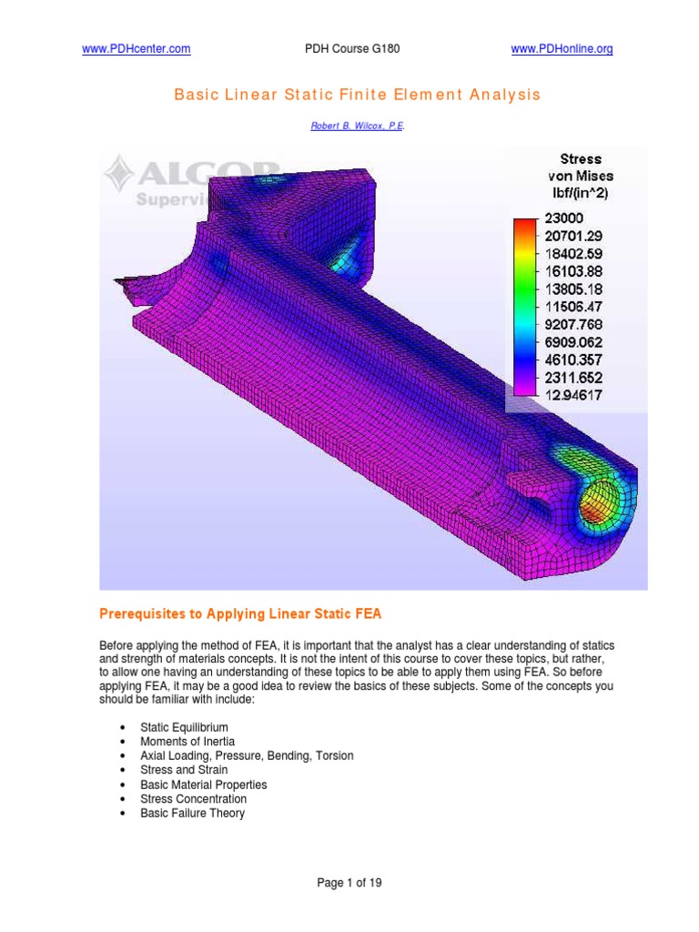 Basic Linear Static Finite Element Analysis | PDF | Finite Element ...