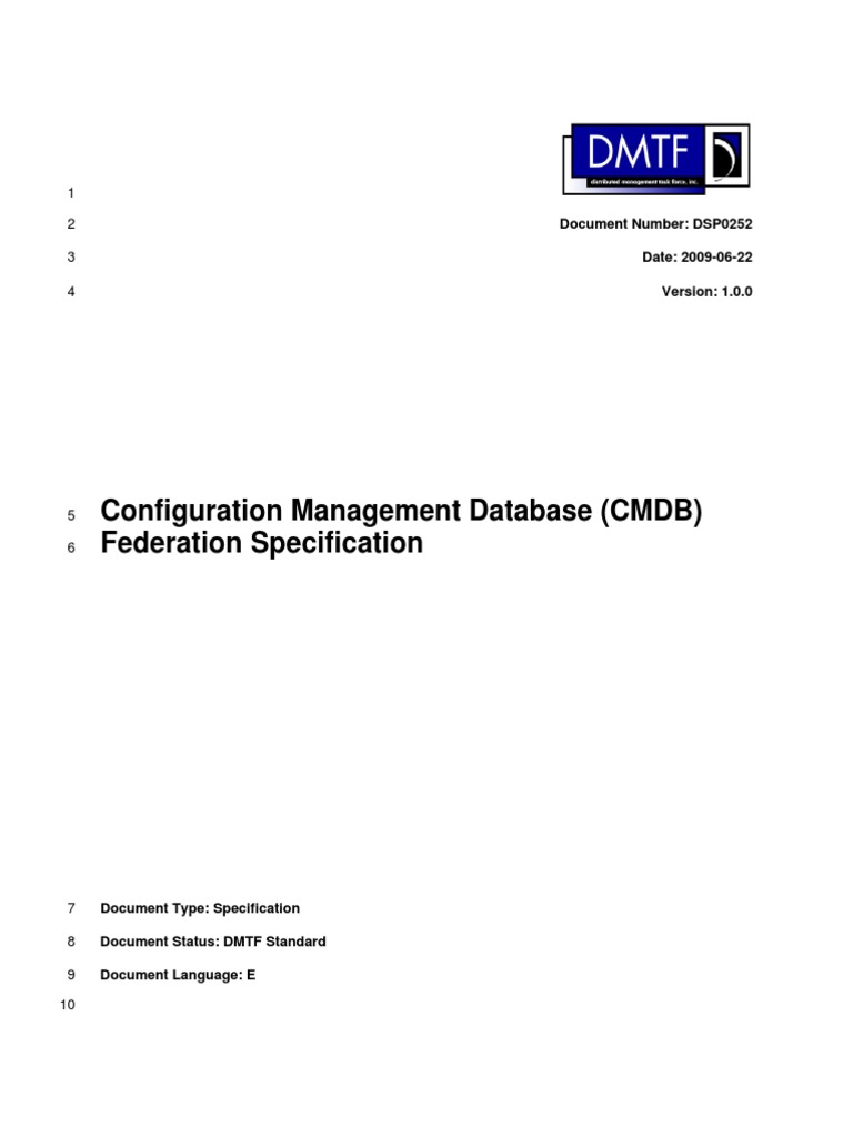 DMTF DSP0252 CMDB Federation PDF | PDF | Xml | Soap