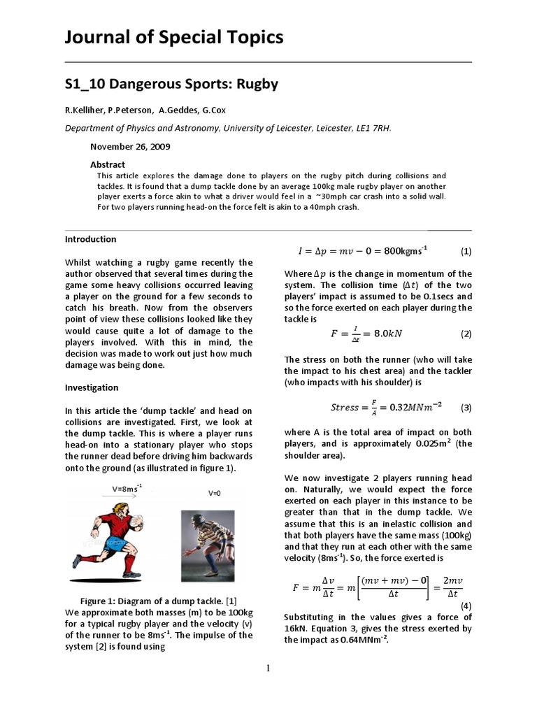 Rugby Physics | PDF | Collision | Force