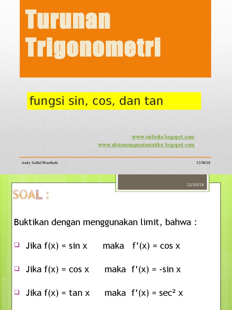 Turunan Sin, Cos, Tan | PDF