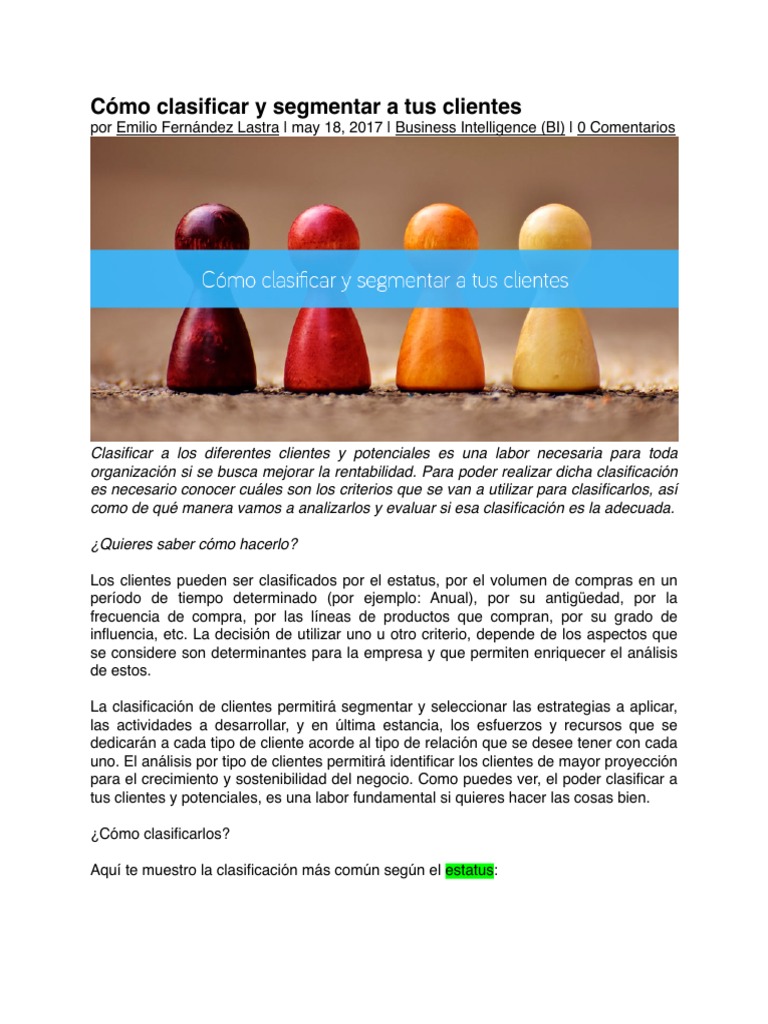 Clasificar y Segmentar A Tus Clientes | PDF | Cliente | Gestión de la ...