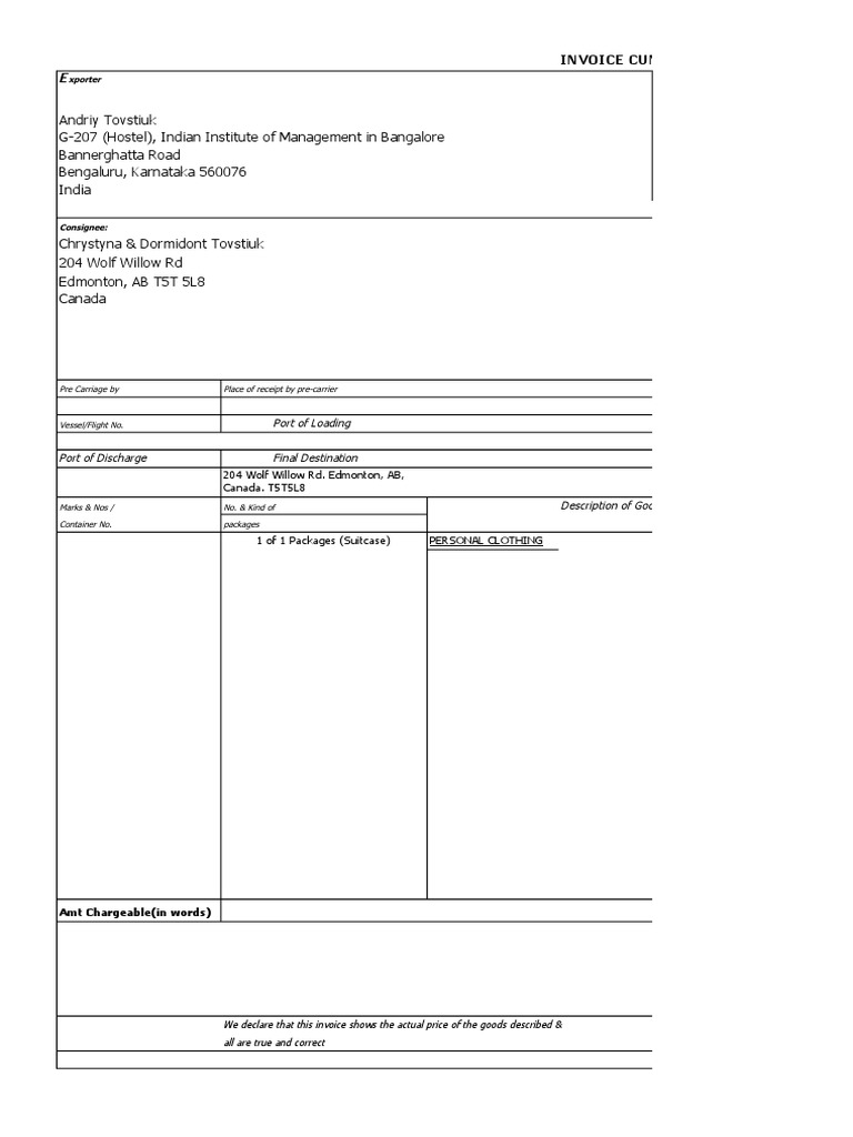 UPS-Commercial Invoice Blank | PDF