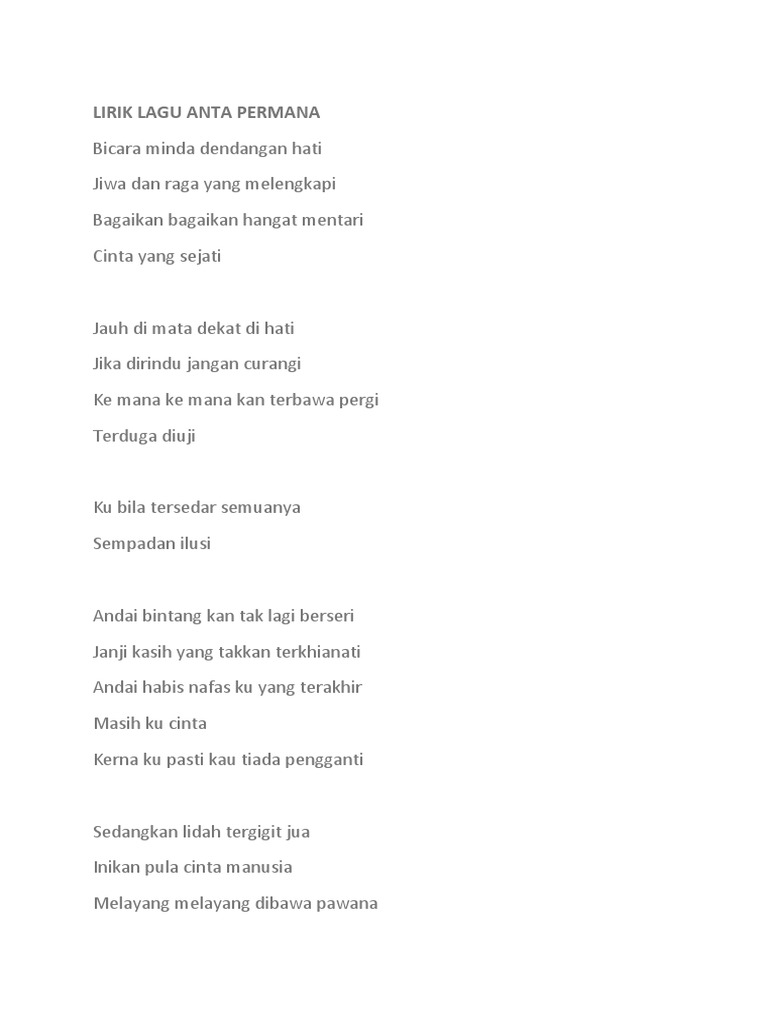 Lirik Lagu Anta Permana | PDF