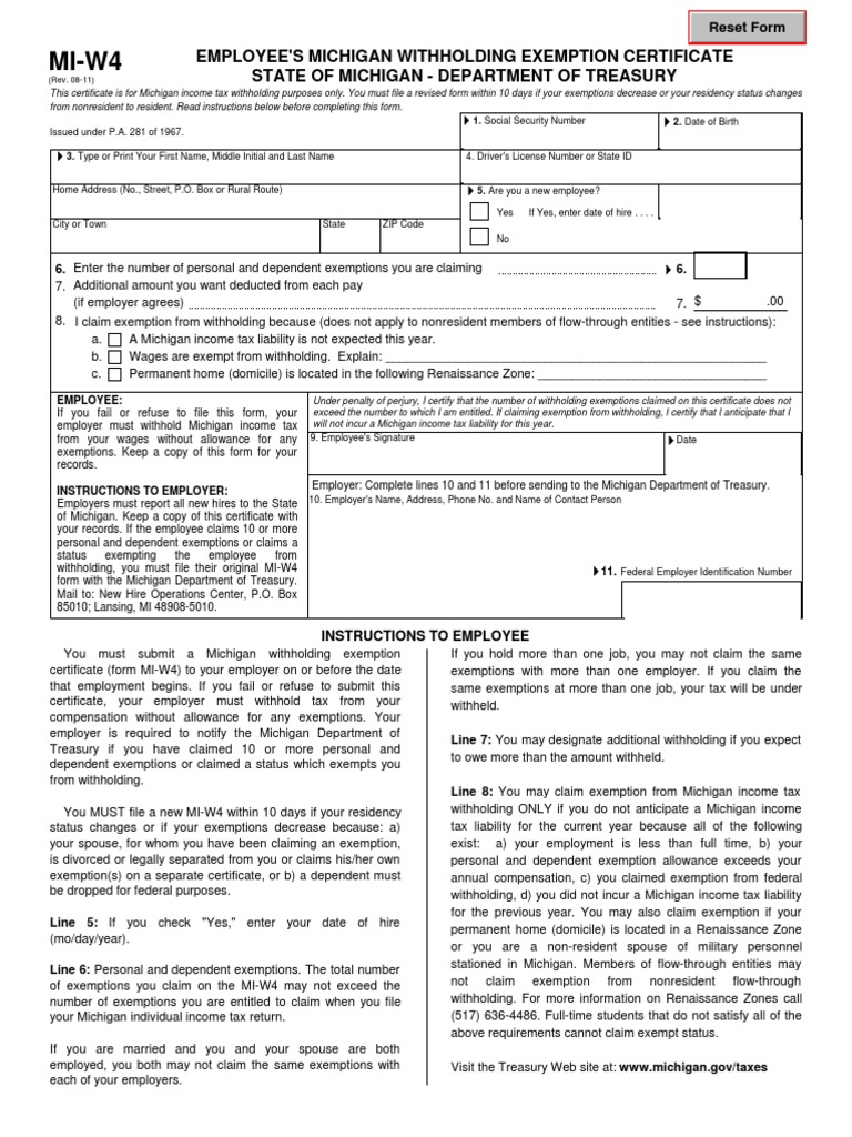 MI-W4_370050_7 | Withholding Tax | Tax Exemption