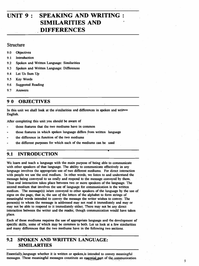 Spoken vs. Written Language | PDF | Word | English Language