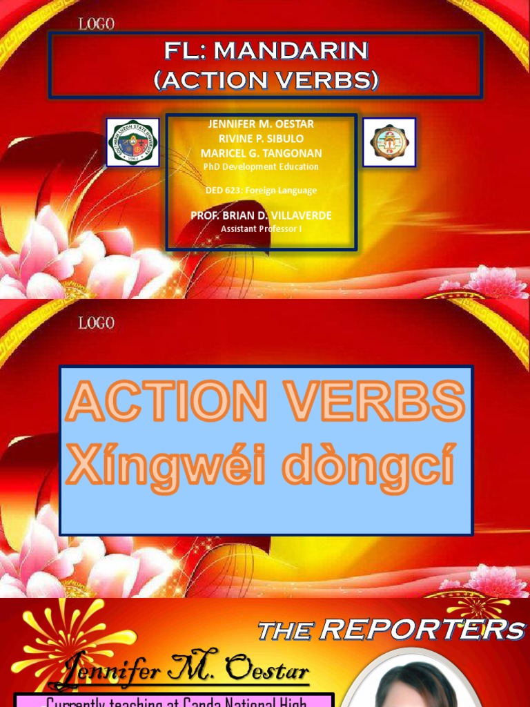Foreign Language - Mandarin Action Verbs | PDF | Mandarin Chinese | Verb
