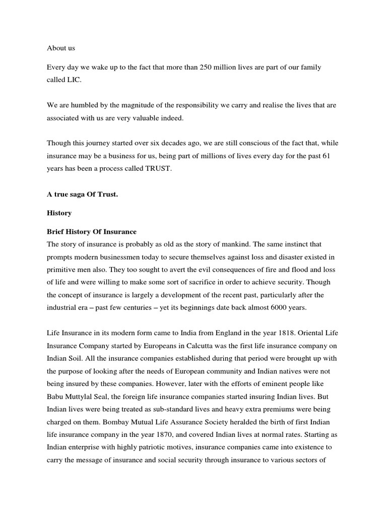 A True Saga of Trust. History Brief History of Insurance | Download ...