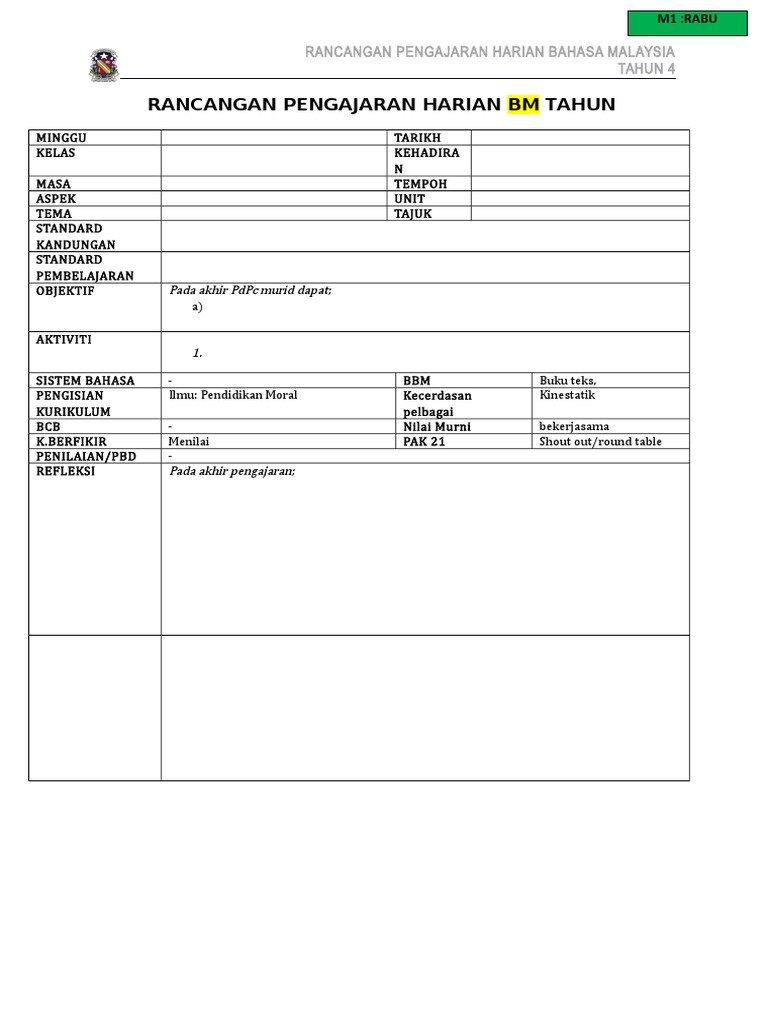 Layout RPH BM 2019 | PDF