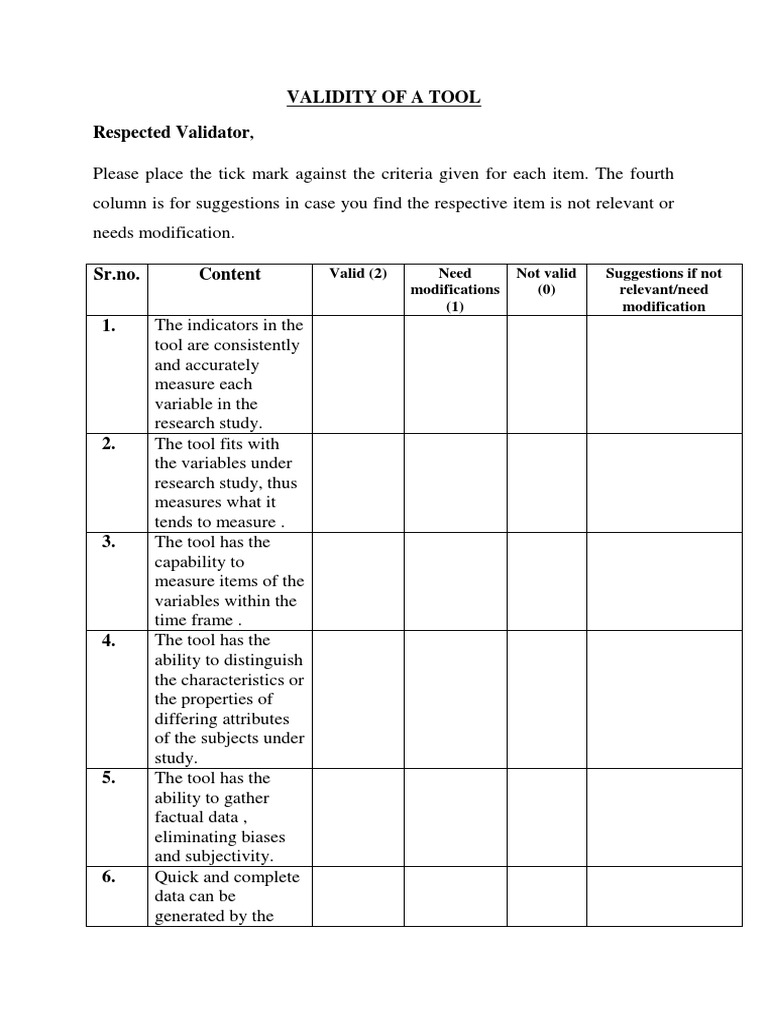 Validity of A Tool Respected Validator | PDF