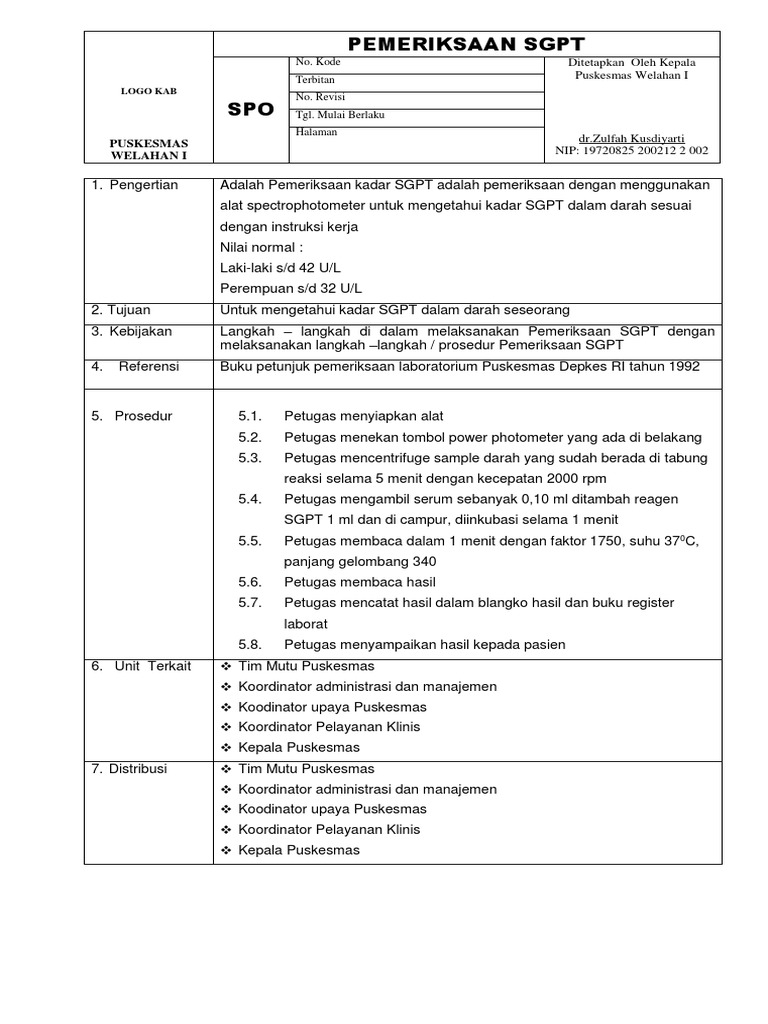 SPO Pemeriksaan SGPT S | PDF