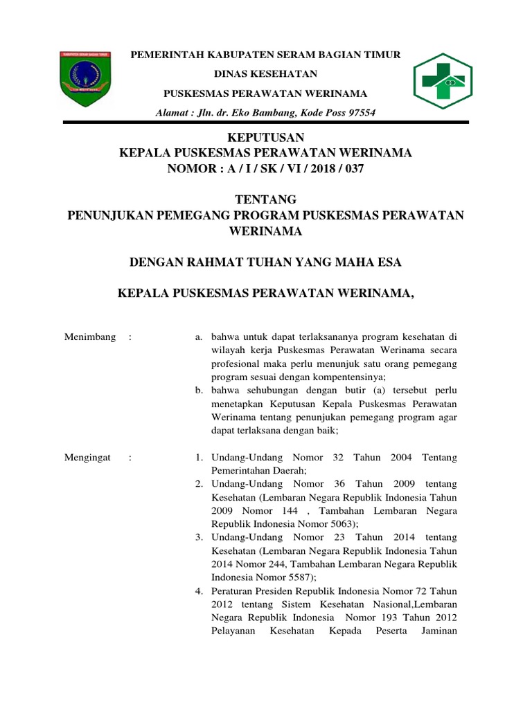 SK Pemegang Program PTM | PDF