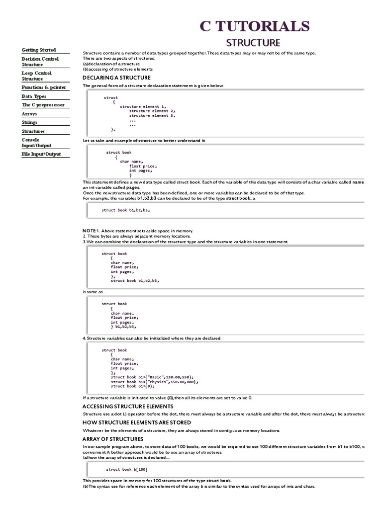 Structures Download Free Pdf Array Data Structure Pointer Computer Programming