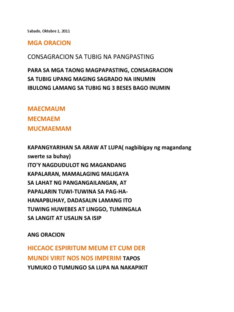 Mga Oracion | PDF